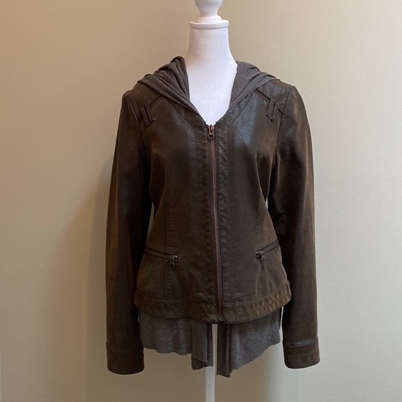 Anthropologie | Jackets & Coats | Anthropologie Hei Hei Layered Causeway Brown Vegan Leather ...